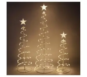JOIEDOMI Lighted Spiral Christmas Tree Set/3 - One-color