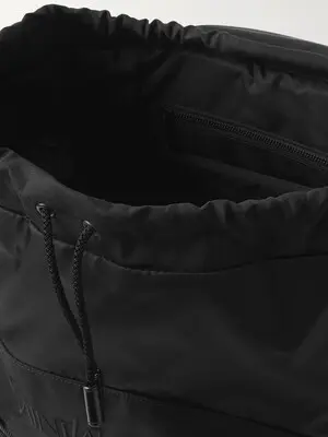 Saint Laurent Logo-embroidered Leather-trimmed Shell Backpack
