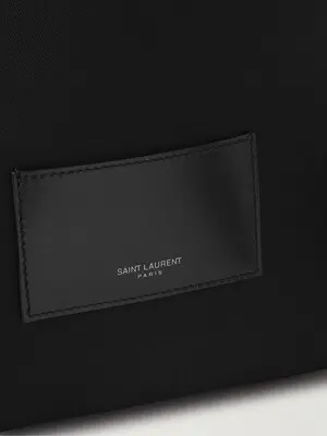Saint Laurent Logo-embroidered Leather-trimmed Shell Backpack