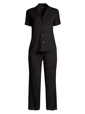 Natori Feathers Essentials Pajama Set - Black