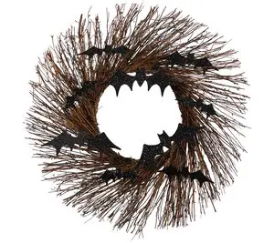 NEARLY NATURAL 26' Halloween Bats Twig Wreath - One-color