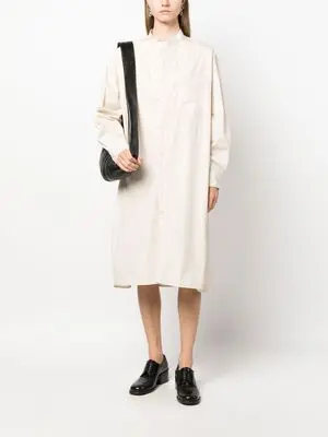 LEMAIRE Band-collar Cotton Shirtdress - Neutrals