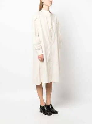 LEMAIRE Band-collar Cotton Shirtdress - Neutrals