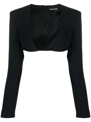 David Koma Plunging-neck Crop Top - Black