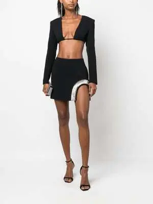 David Koma Plunging-neck Crop Top - Black