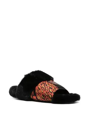 La DoubleJ Winter Jacquard Slides - Black