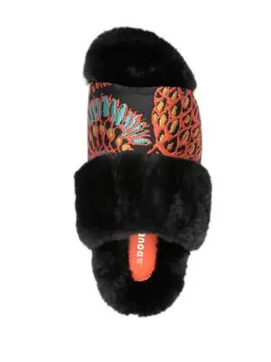 La DoubleJ Winter Jacquard Slides - Black