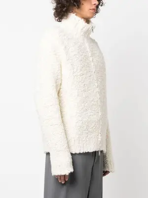 JIL SANDER High-neck Zip-up Shearling Jacket
