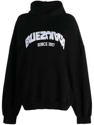 Balenciaga Back Flip-print Cotton Hoodie