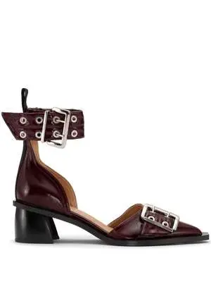 GANNI Chunky Buckled Pumps - Red