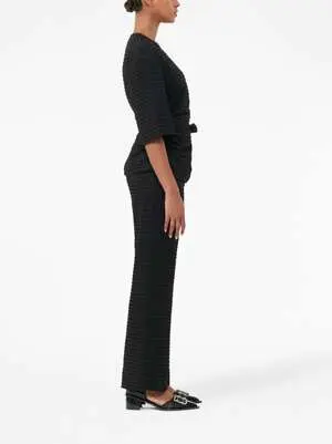 GANNI V-neck Seersucker Blouse
