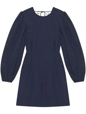 GANNI Long-sleeved Open-back Minidress - Blue