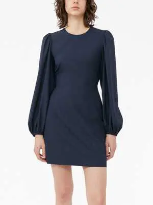 GANNI Long-sleeved Open-back Minidress - Blue