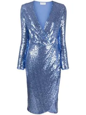 ERMANNO FIRENZE Sequined Wrap Midi Dress