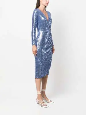 ERMANNO FIRENZE Sequined Wrap Midi Dress