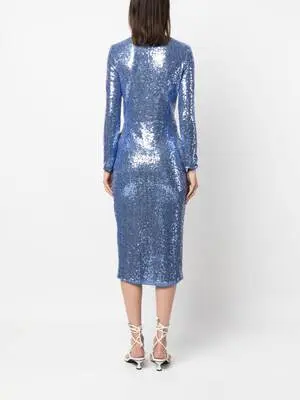 ERMANNO FIRENZE Sequined Wrap Midi Dress