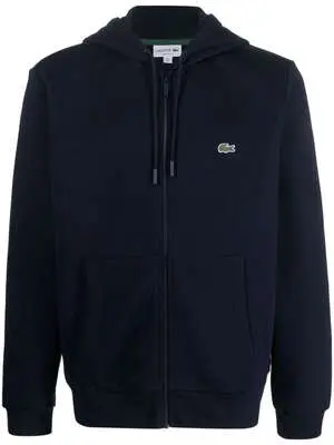 Lacoste Logo-embroidered Zip-up Hoodie - Blue