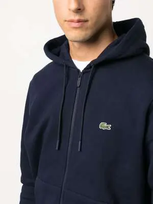 Lacoste Logo-embroidered Zip-up Hoodie - Blue