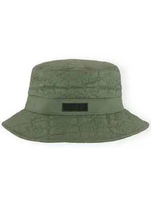GANNI Logo-patch Bucket Hat - Green