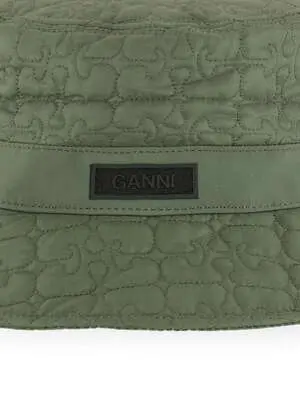 GANNI Logo-patch Bucket Hat - Green