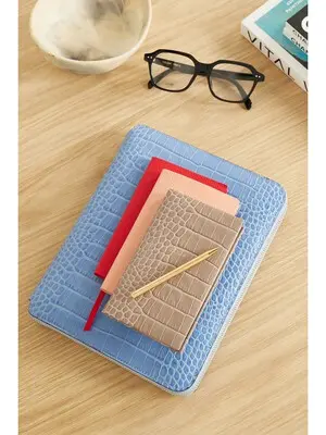 Smythson Panama Croc-effect Leather Notebook