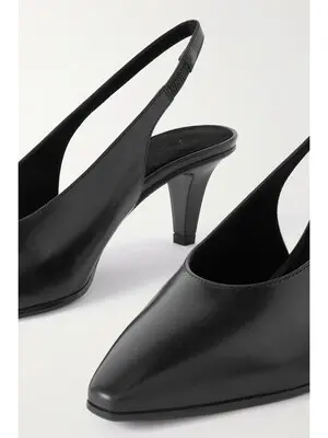 Loro Piana Rebecca Leather Slingback Pumps - Black