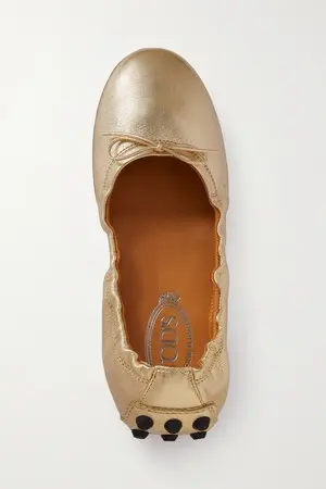 TOD'S Gommino Bubble Metallic Leather Ballet Flats