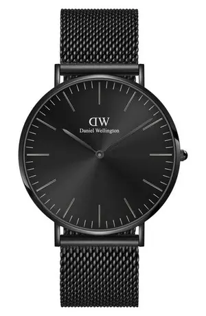 DANIEL WELLINGTON Classic Ashfield Mesh Strap Watch - Black