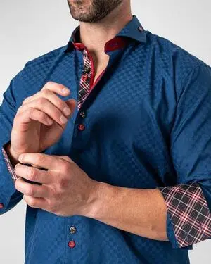 MACEOO Apos;s Mini Panam Square Sport Shirt - Blue