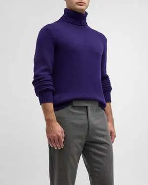 Ralph Lauren Men's Cashmere Turtleneck Sweater Purple