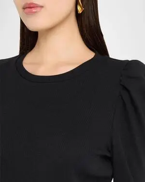 Veronica Beard Britney Puff-sleeve Top - Black