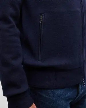 Neiman Marcus Apos;s Double-knit Wool Full-zip Jacket - Navy