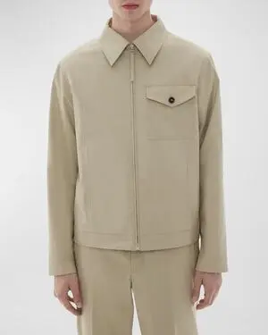 Helmut Lang Men's Tailored Cotton Zip-up Jacket - Taupe