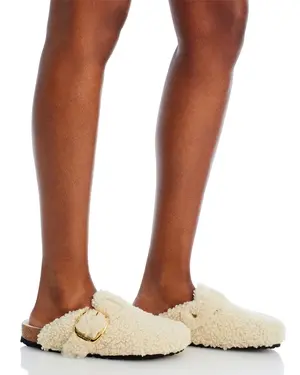 BIRKENSTOCK Boston Big Buckle Teddy Shearling Clogs - Eggshell