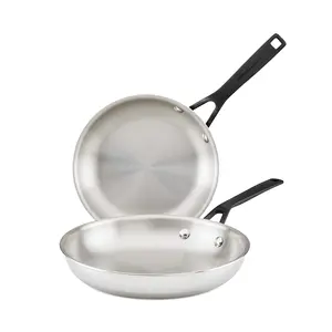 KITCHENAID Anolon 5 Ply Skillets, Set Of 2 - Silver