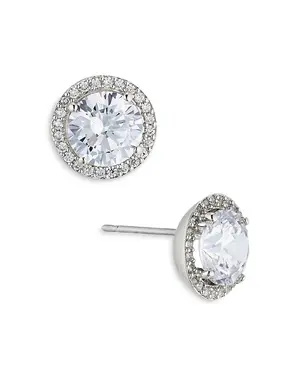 Nadri Round Halo Stud Earrings - Clear/silver