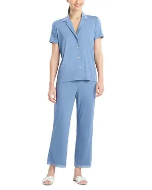 Natori Feathers Essentials Short Sleeve Pajama Set Moon Mist