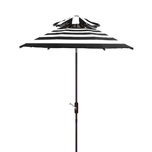 SAFAVIEH Iris Fashion 9 Ft Tabletop Umbrella - Black/white
