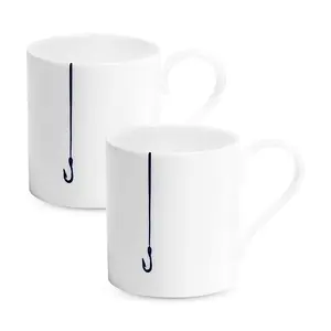 RICHARD BRENDON Hook Large Mug, Set Of 2 - Blue/white