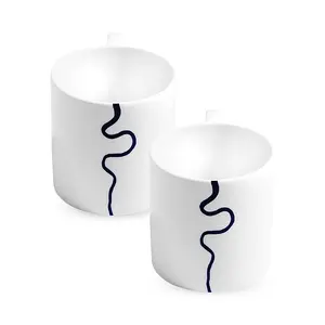 RICHARD BRENDON River Blue Large Mug, Set Of 2 - Blue/white