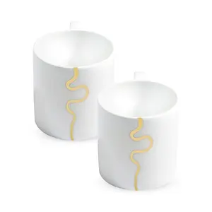 RICHARD BRENDON River Gold Large Mug, Set Of 2 - Gold/white
