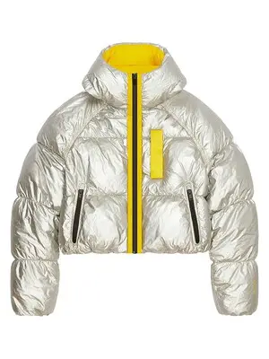 Givenchy Men's Laminated Hooded Puffer Jacket - Silver Yellow  Silver Yellow