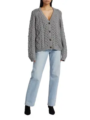 LOULOU STUDIO Kuma Cable-knit Wool-cashmere Cardigan