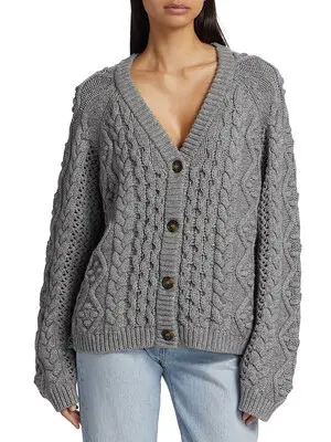LOULOU STUDIO Kuma Cable-knit Wool-cashmere Cardigan