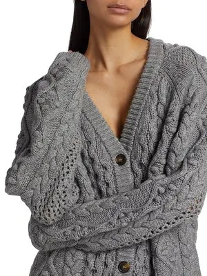 LOULOU STUDIO Kuma Cable-knit Wool-cashmere Cardigan