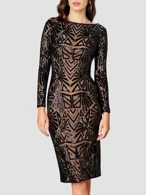 Dress The Population Emery Sequined Scoopback Dress