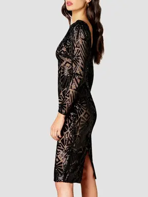 Dress The Population Emery Sequined Scoopback Dress
