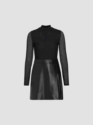 Alice + Olivia Chara Mixed-media Minidress - Black