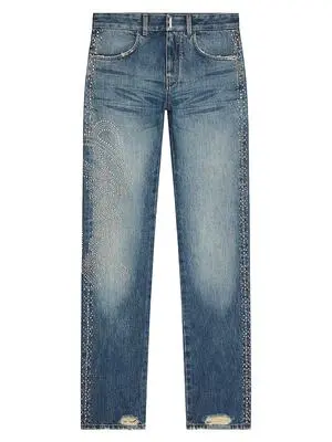 Givenchy Men's Jeans In Denim With Studs - Medium Blue  - Medium Blue