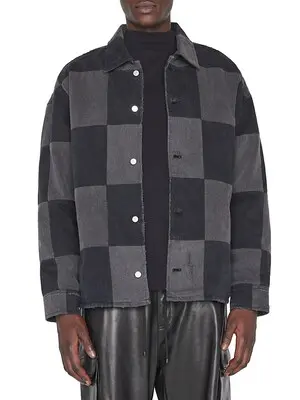 FRAME Men's Monochrome Denim Shirt Jacket - Monochrome Washed Noir  - Monochrome Washed Noir
